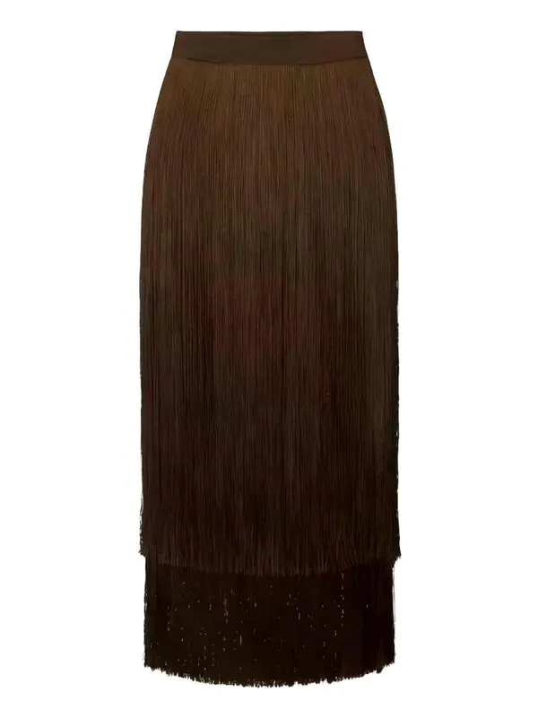 Elisabetta Franchi Fringed Midi Skirt - Brown
