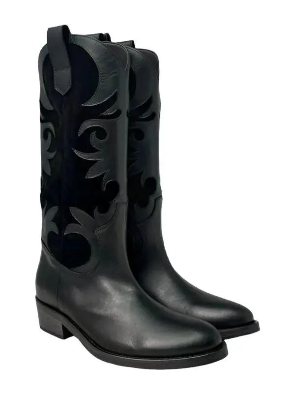 VIA ROMA 15 Venice Appliqué Boots - Black