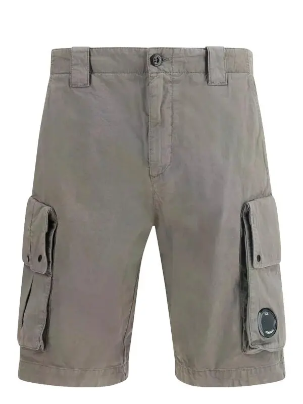 C.P. COMPANY Cotton Gabardine Lens Cargo Shorts - Grey