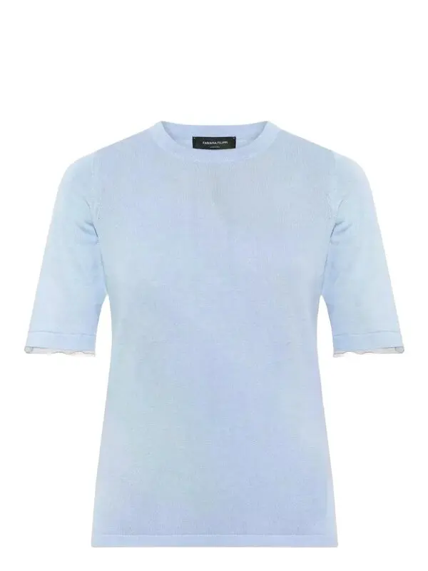 Fabiana Filippi Fine-knit T-shirt With Bead Embellishment - Blue