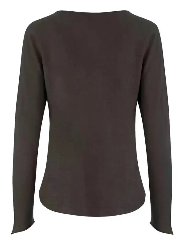 Bruno Manetti Crew Neck Curved Hem Top - Brown