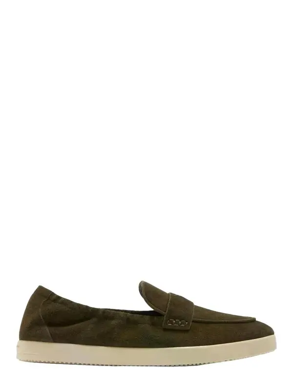 Tory Burch Suede Ballet Loafer Flats With Rubber Sole - Green