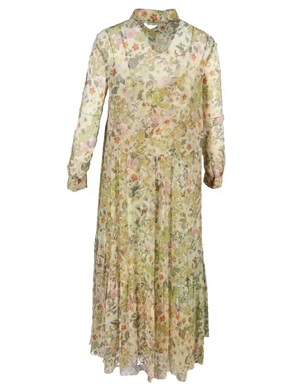Celine Floral Print Long-sleeved Maxi Dress - Neutrals