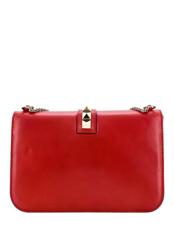 Valentino Garavani Glam Lock Leather Shoulder Bag - Red