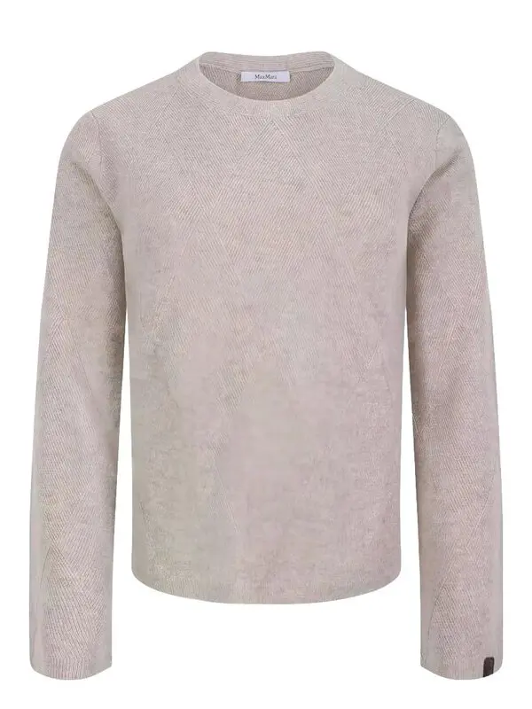 Max Mara Textured Cashmere Round Neck Long Sleeve Sweater - Neutrals