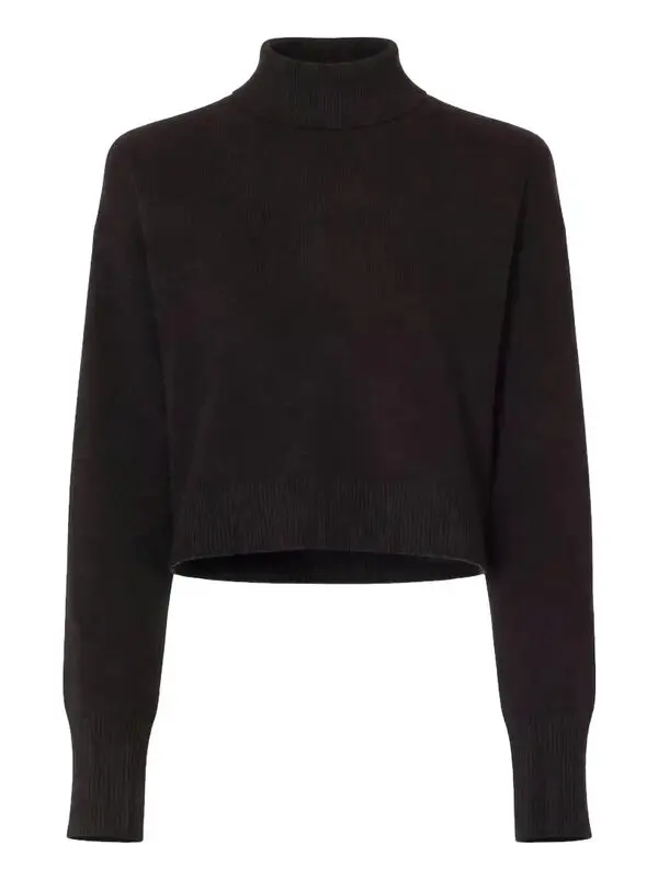 Sablyn Oak Ribbed Knit Cropped Turtleneck Sweater - Brown