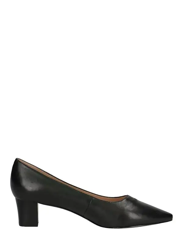 PETER KAISER Leather Pointed Toe Block Heel Pumps - Black