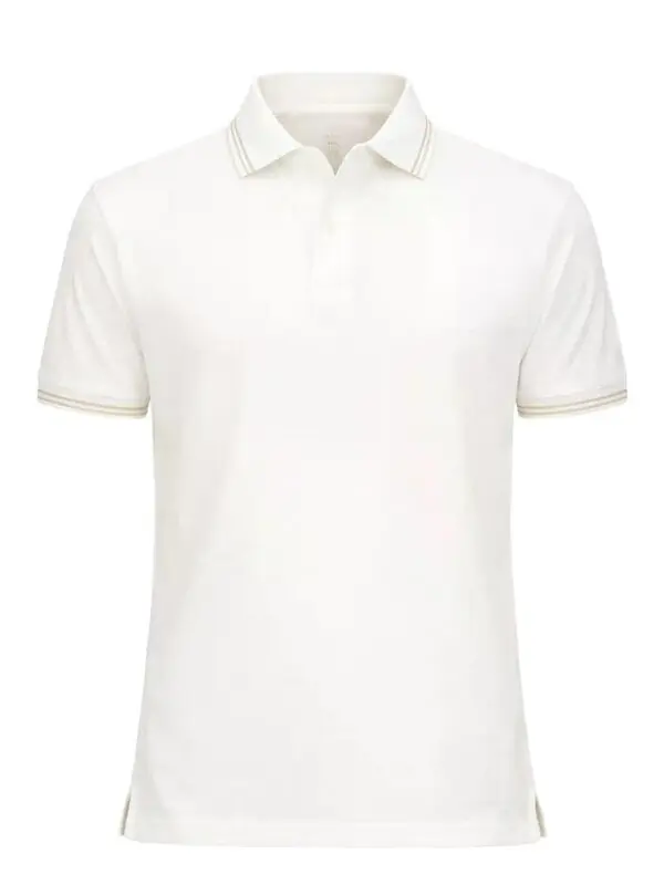 Emporio Armani Rib Trim Polo - Neutrals