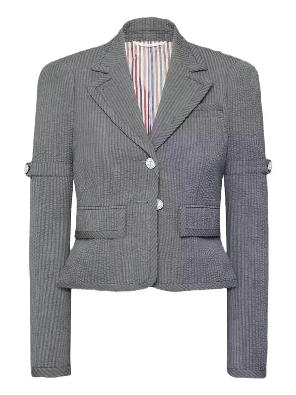 Thom Browne Seersucker Cropped Blazer - Grey