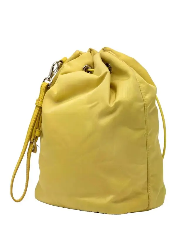Prada Tessuto Drawstring Wristlet Pouch - Yellow