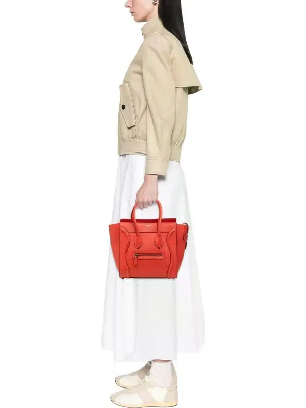 Celine 2014 Micro Leather Luggage Tote Handbag - Orange