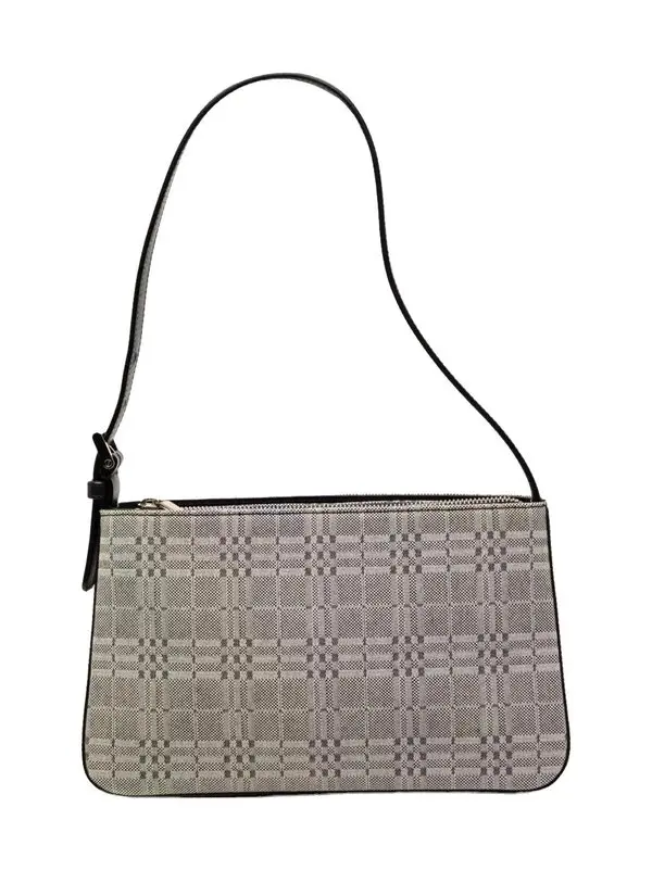 Burberry Tonal Check Canvas Shoulder Bag - Black