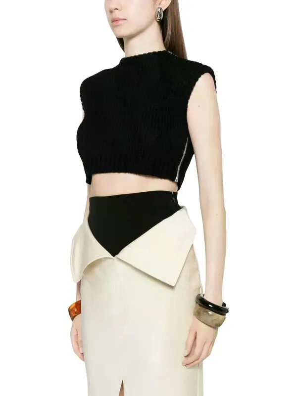 Max Mara Ribbed Zip Top - Black