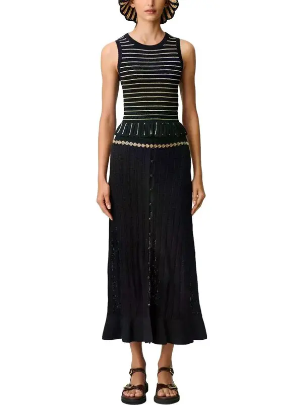 Claudie Pierlot Button Knit Midi Skirt - Blue
