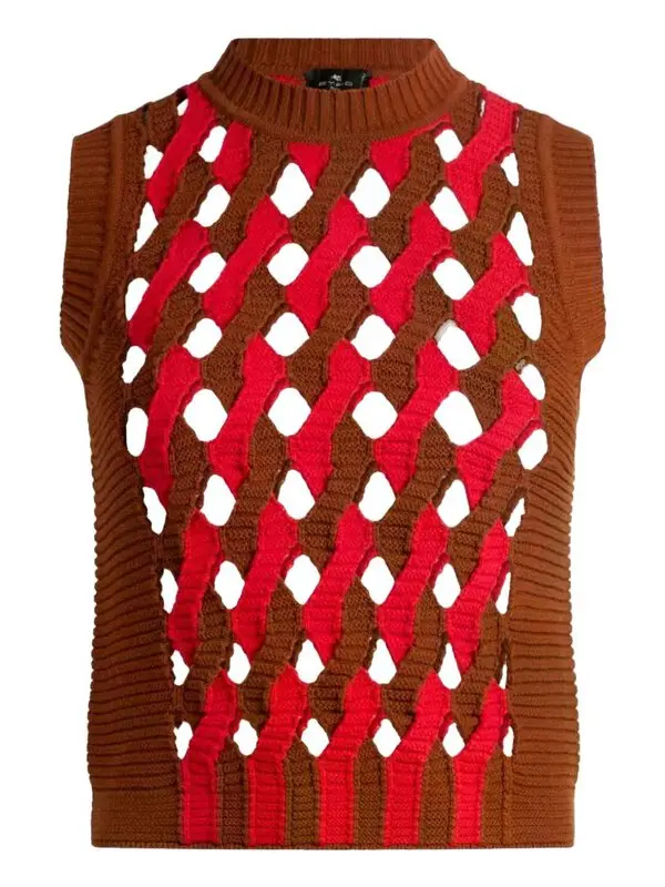 Etro Openwork Knit Waistcoat - Brown