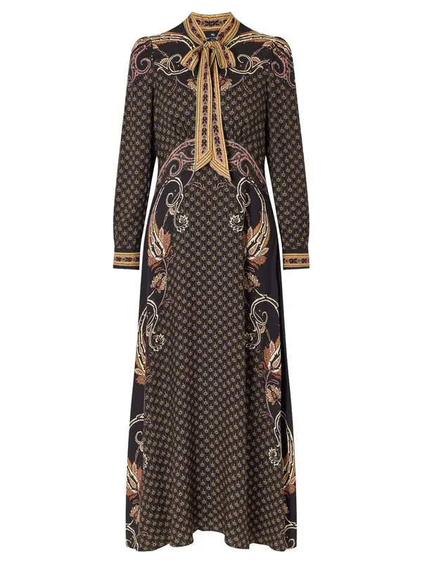 Etro Paisley Printed Satin Midi Dress - Multi