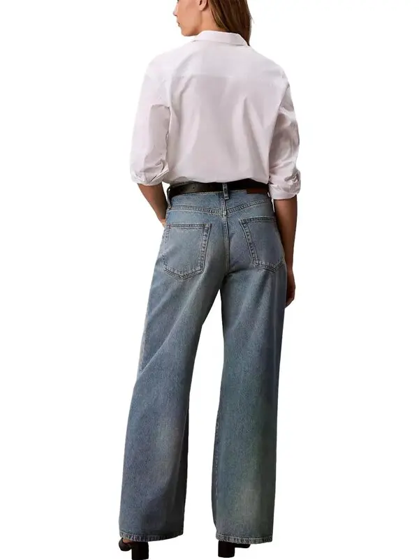 Calvin Klein Distressed Wide-leg Jeans - Blue