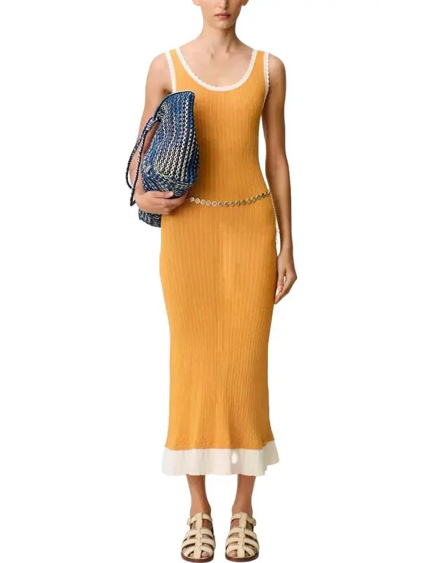Claudie Pierlot Scalloped Knitted Dress - Orange