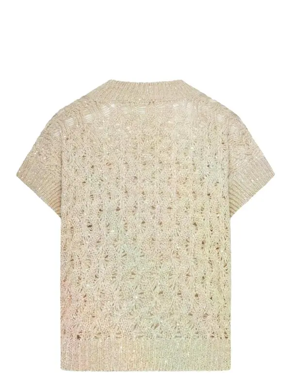 Brunello Cucinelli Silk Pointelle Knit Top - Neutrals