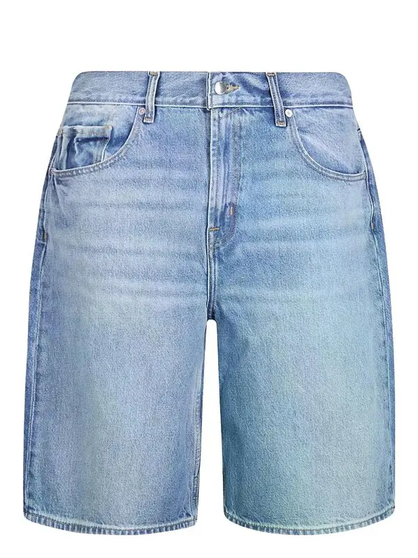 7 For All Mankind Wide Leg Denim Shorts - Blue