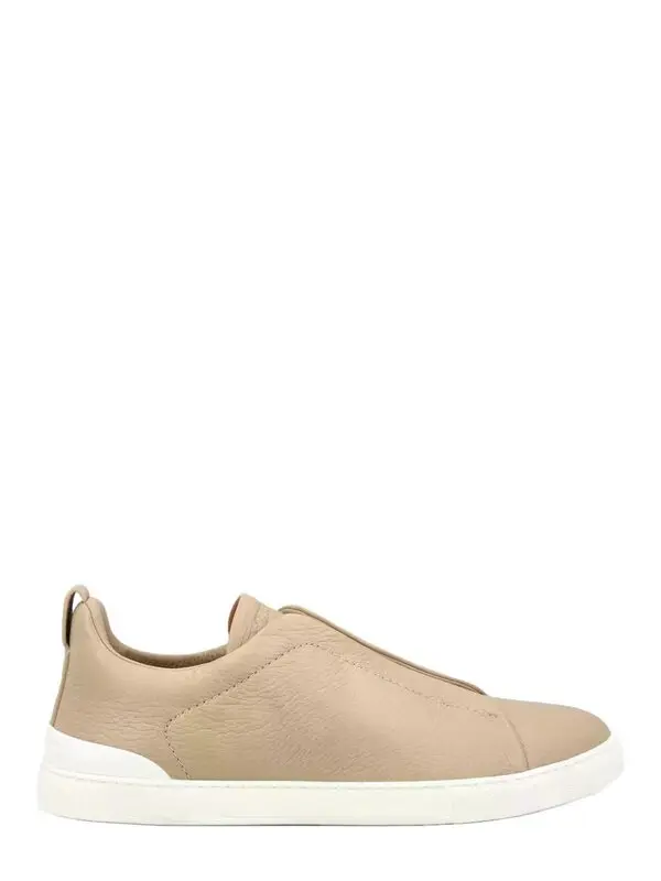 Zegna Slip-on Leather Sneakers - Neutrals