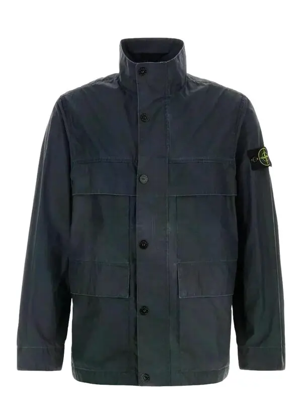 Stone Island Pigmented Wax Jacket - Blue