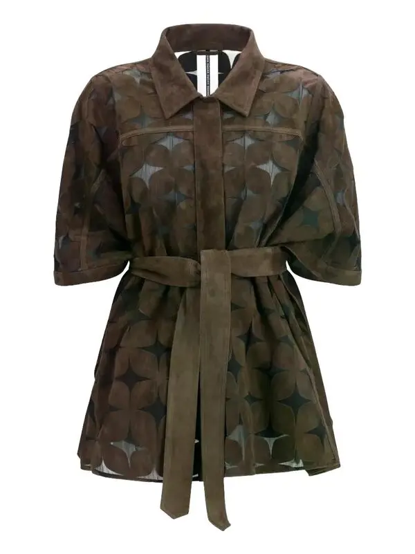 SWORD 6644 Floral Suede Shirt - Brown
