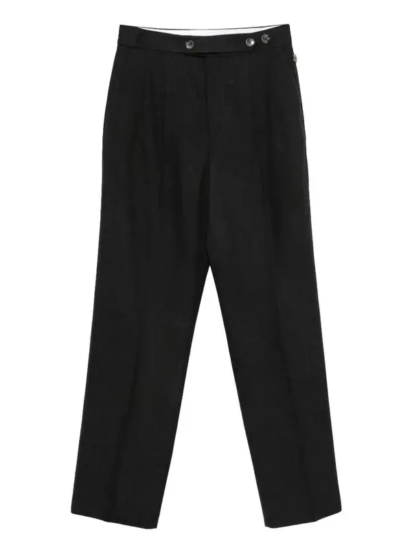 NAMACHEKO Wool Pleated Button Trousers - Grey