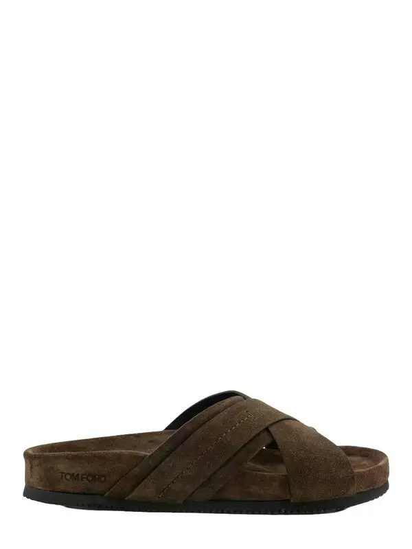 TOM FORD Khaki Criss-cross Strap Sandals - Brown