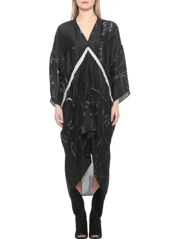 Rick Owens V-neck Print Asymmetric Dress - Black