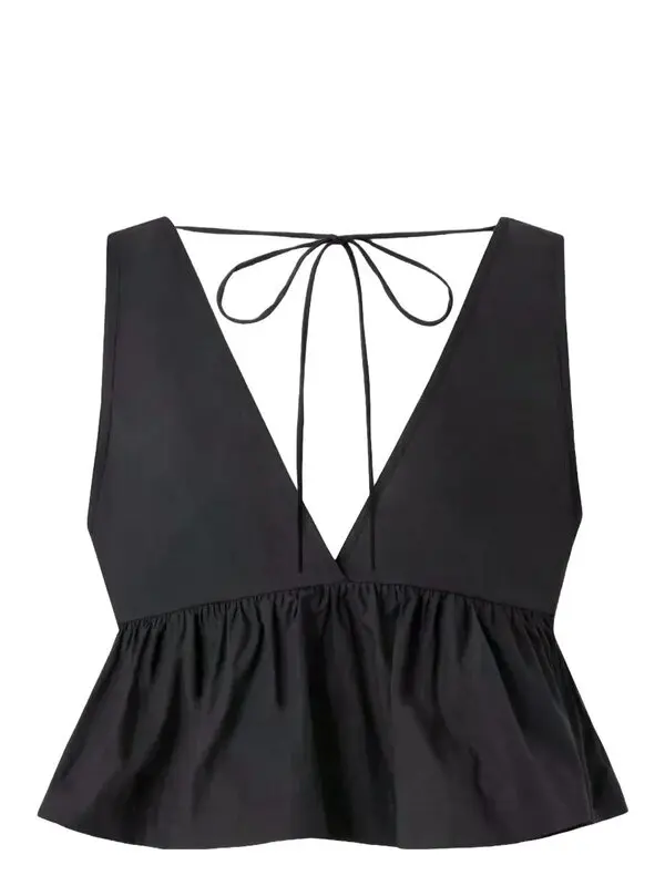 Pinko Crop Top With Ruffle And Ties - Black