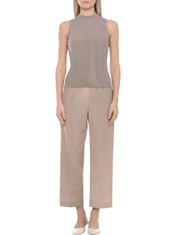 Peserico Ribbed Knit Round Neck Sleeveless Top - Neutrals