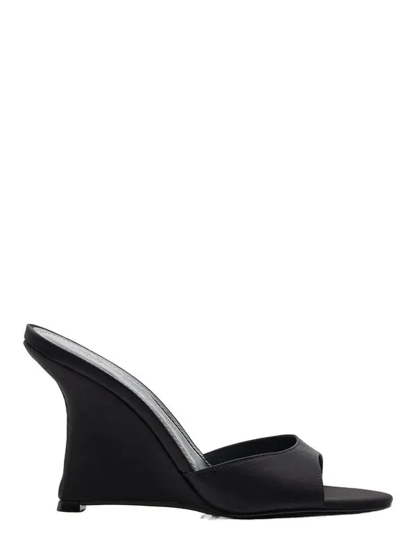 Staud Brigitte" Satin Wedge Mules - Black