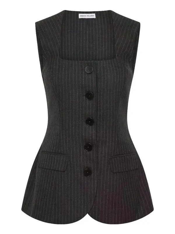 Rebecca Vallance Harri Pinstripe Button-up Top - Grey