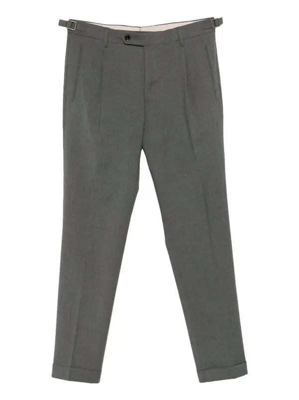 BERWICH Pleated Trousers With Cuffed Hem - Grey