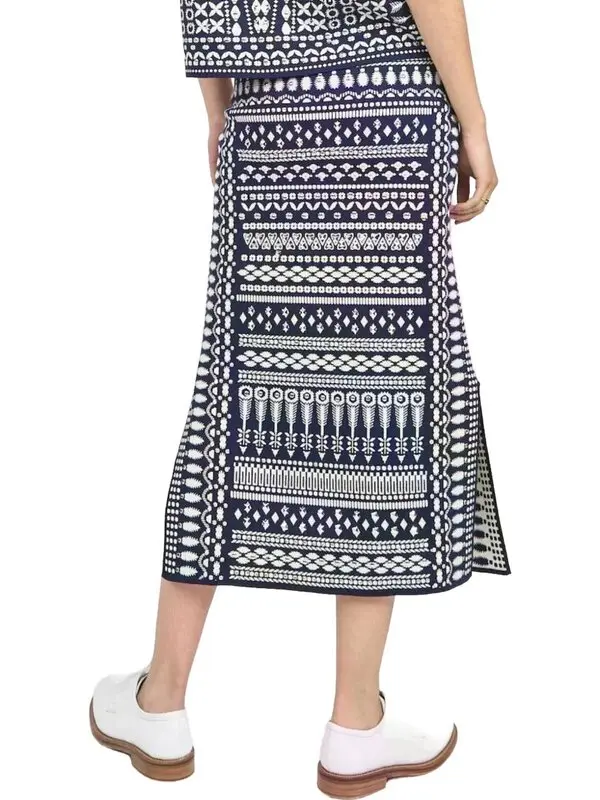 TEMPERLEY LONDON Tlalli Knit Patterned Midi Skirt - Blue