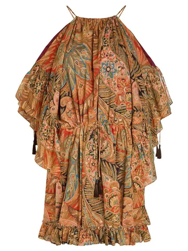Etro Paisley Frill Mini Dress - Multicoloured