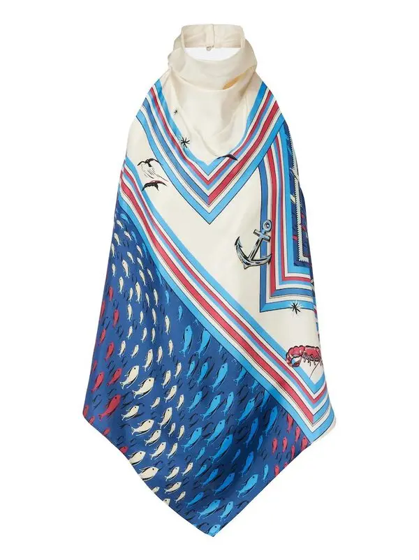 ALEMAIS Apollo Printed Silk Satin Top - Multicoloured
