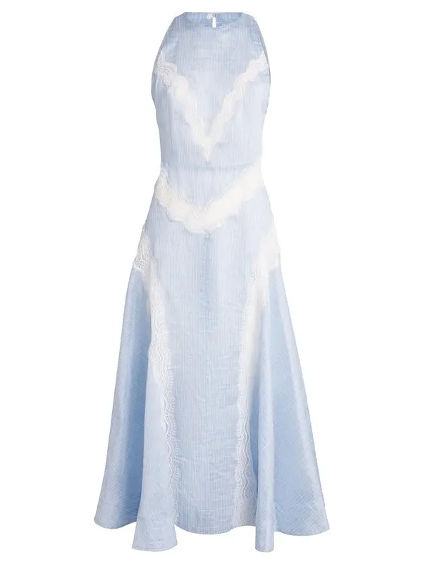 Sandro Lace-panel Midi Dress - Blue