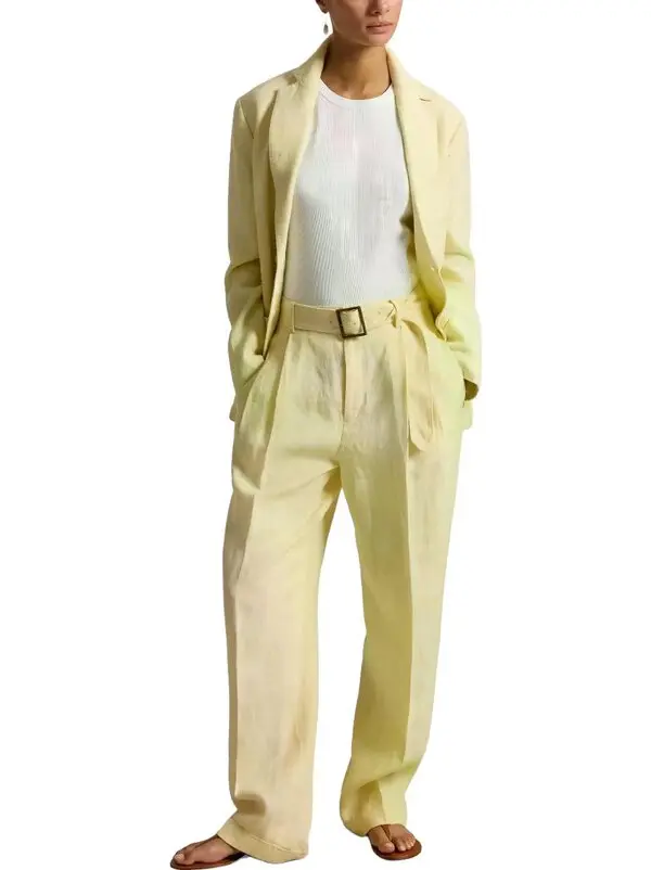 Polo Ralph Lauren Belted Linen Trousers - Yellow