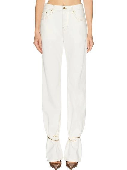 DARKPARK Cuff Adorned Slim Straight Leg - Washed White