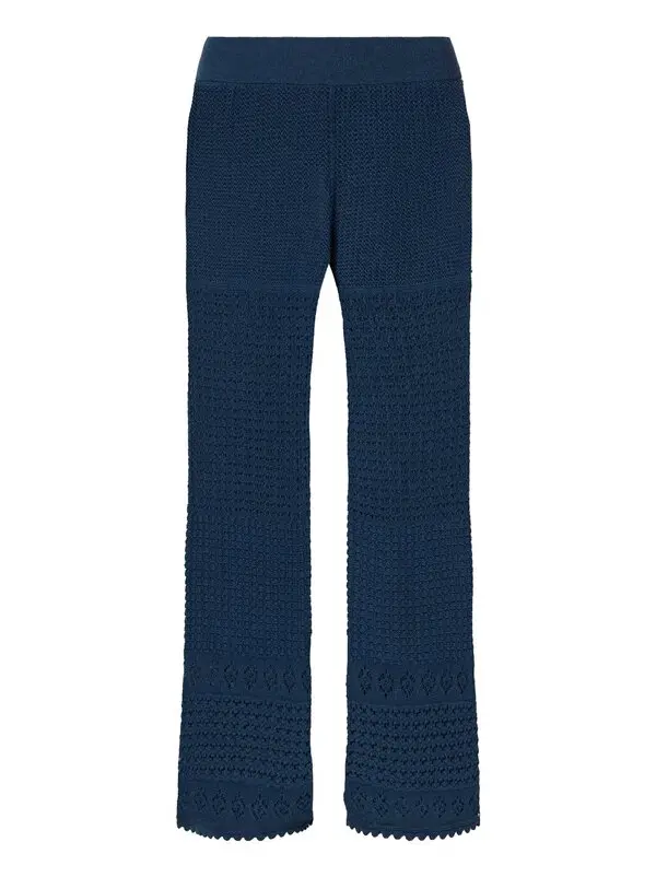 ERES Emblème Crocheted Cotton-blend Straight-leg Pants - Blue