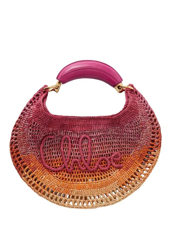 Chloé Leather-trimmed Embroidered Raffia Tote - Multi