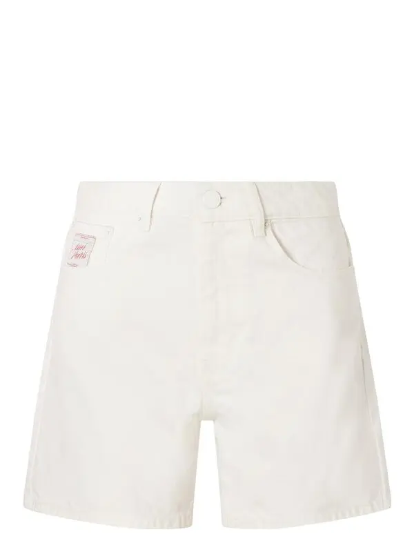 AMI Paris Denim Shorts With Logo Patch Appliqu - Neutrals