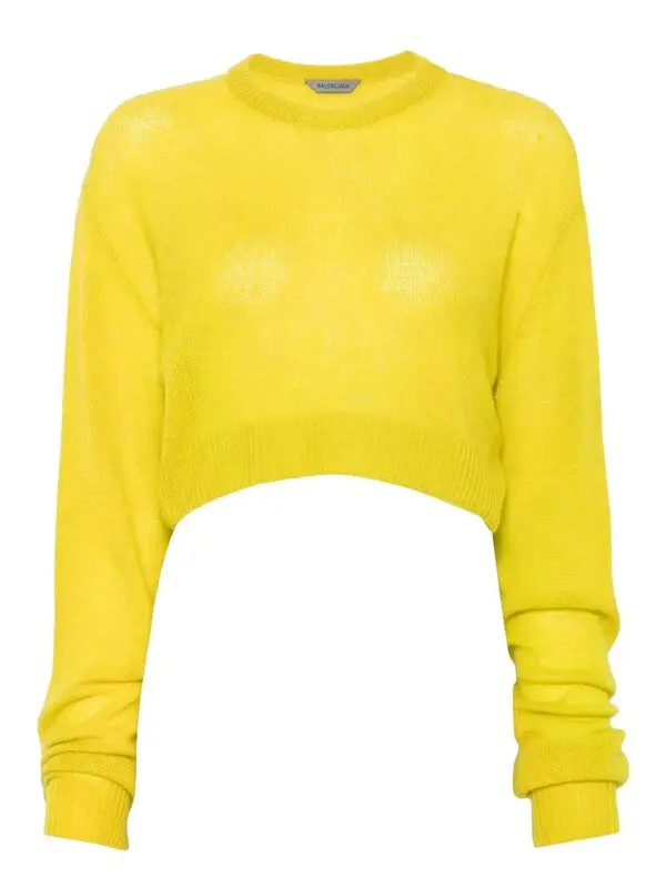 Balenciaga Crew-neck Cropped Top - Yellow