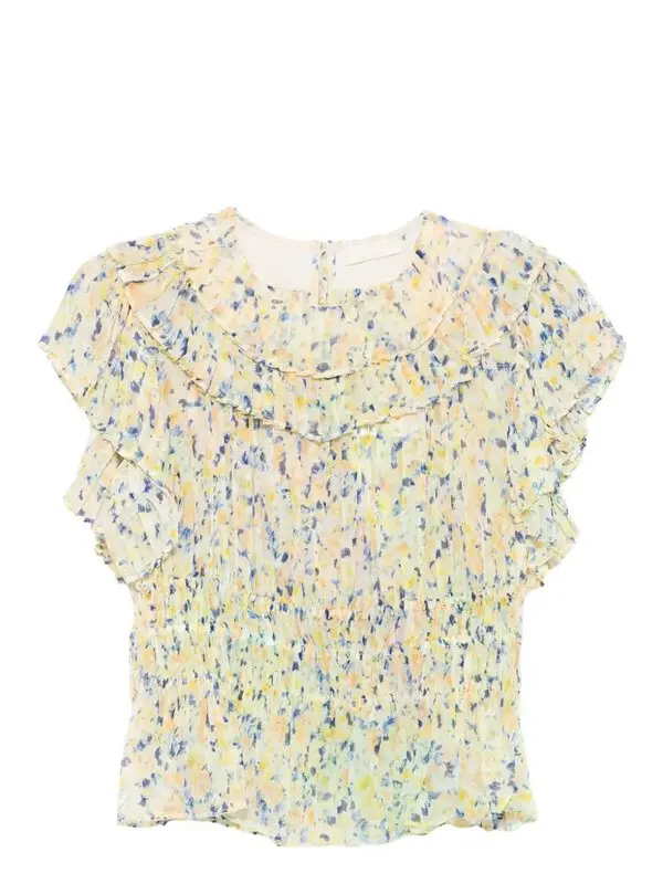 Ulla Johnson Athene Ruffled Floral-print Blouse - Neutrals
