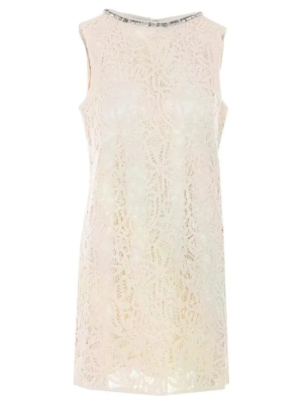 Liu Jo Embroidered Mini Dress With Bejewelled Embellishment - Neutrals