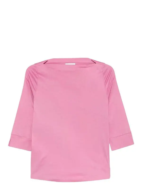AROVESCIO Boat Neck Three-quarter Sleeve T-shirt - Pink