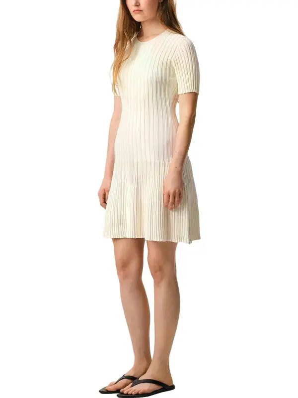 AMI Paris Knit Mini Godet Dress - Neutrals