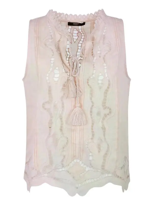 Seventy Lace Tassel Sleeveless Top - Pink